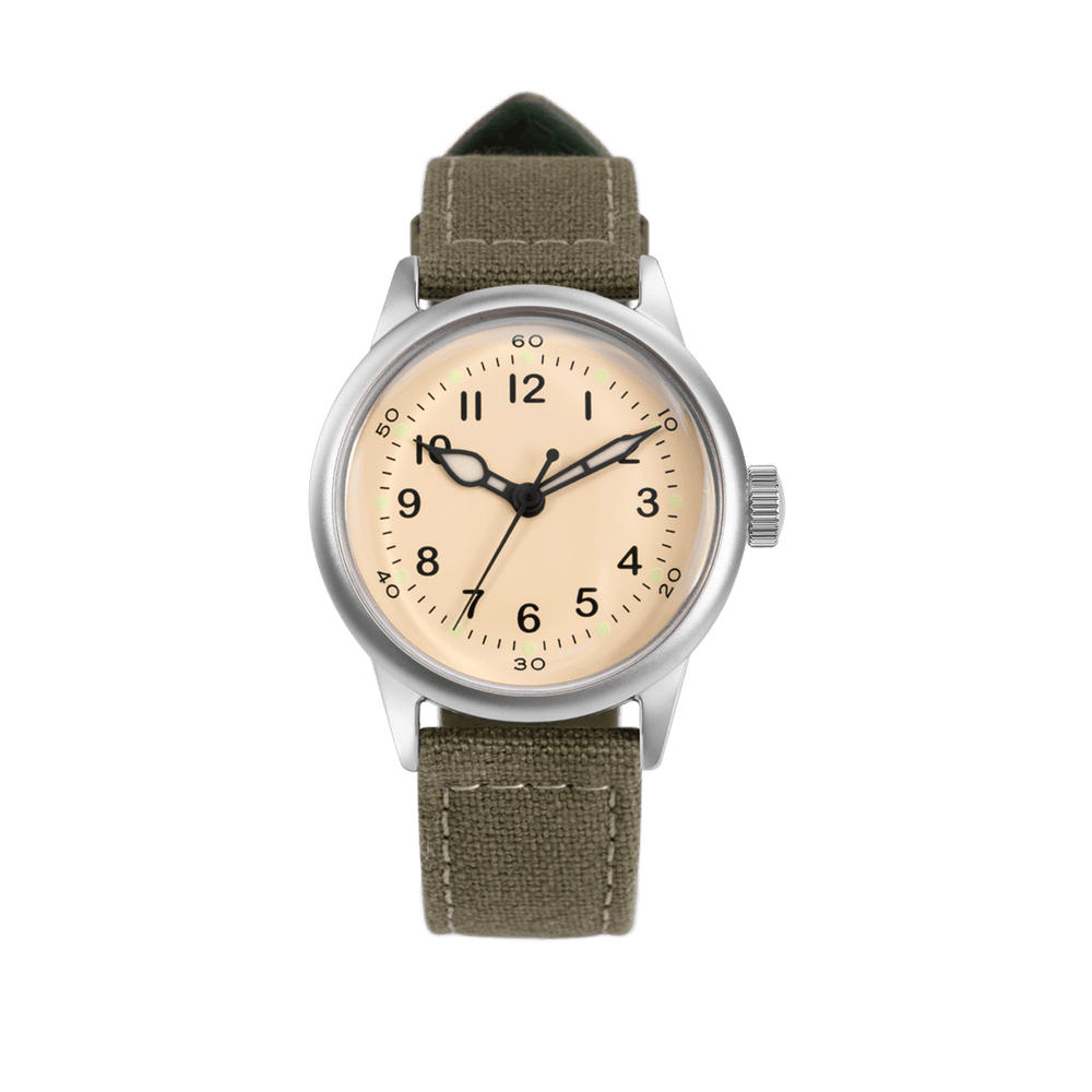 White Dial Military Watch With Canvas Strap Tom Rice | Praesidus